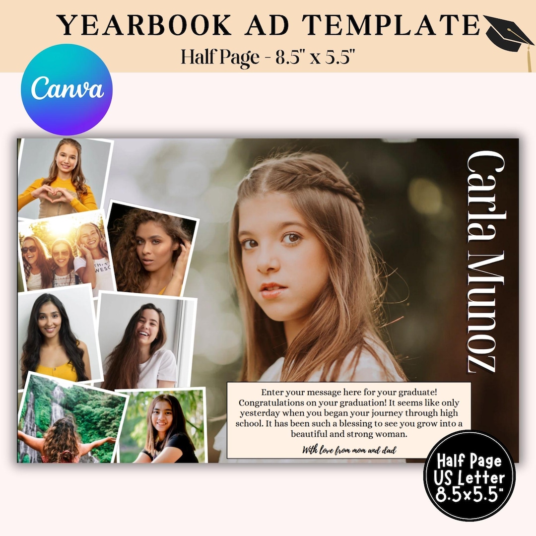 Editable Half Page Yearbook Ad Template, Senior Yearbook Ad, Graduation ...