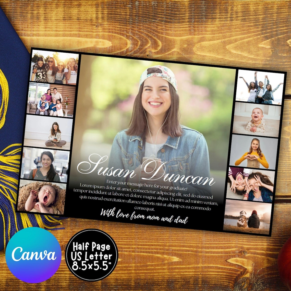 Senior Yearbook Ad Template Half Page, Editable Yearbook Ad, Graduation ...