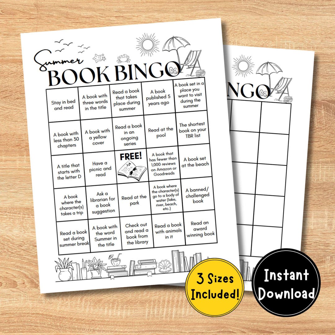 Printable Summer Book Bingo, Bookworm, Reading Challenge, Reading ...