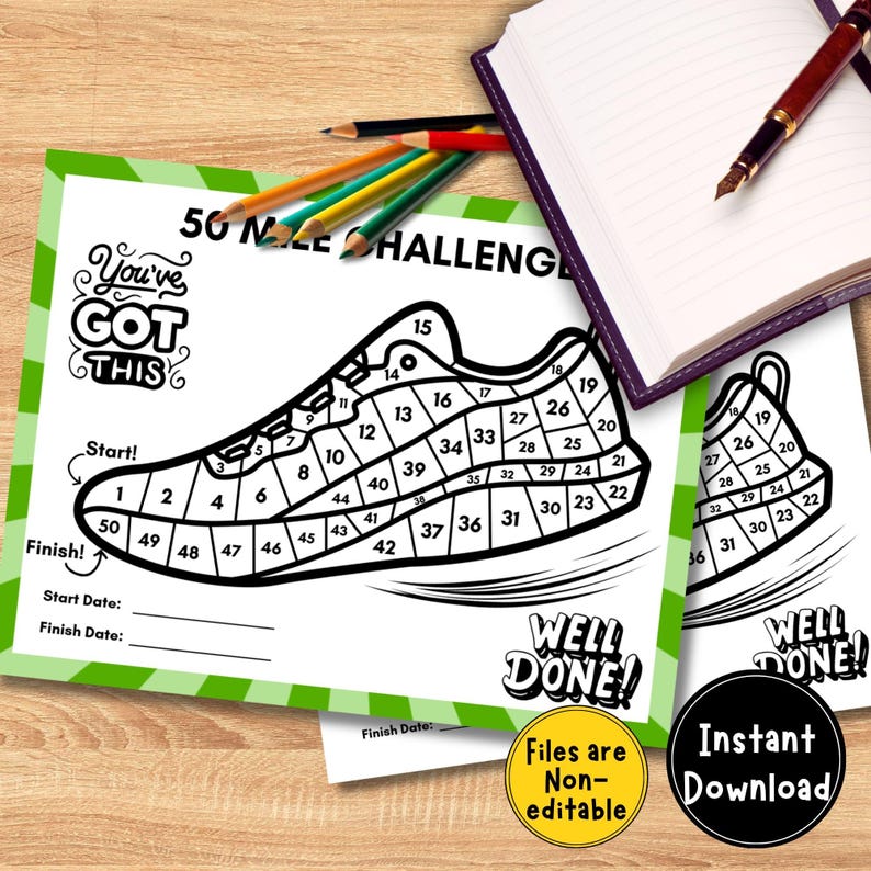 50 Mile Tracker, 50 Mile Challenge, Walking Tracker, Running Tracker ...