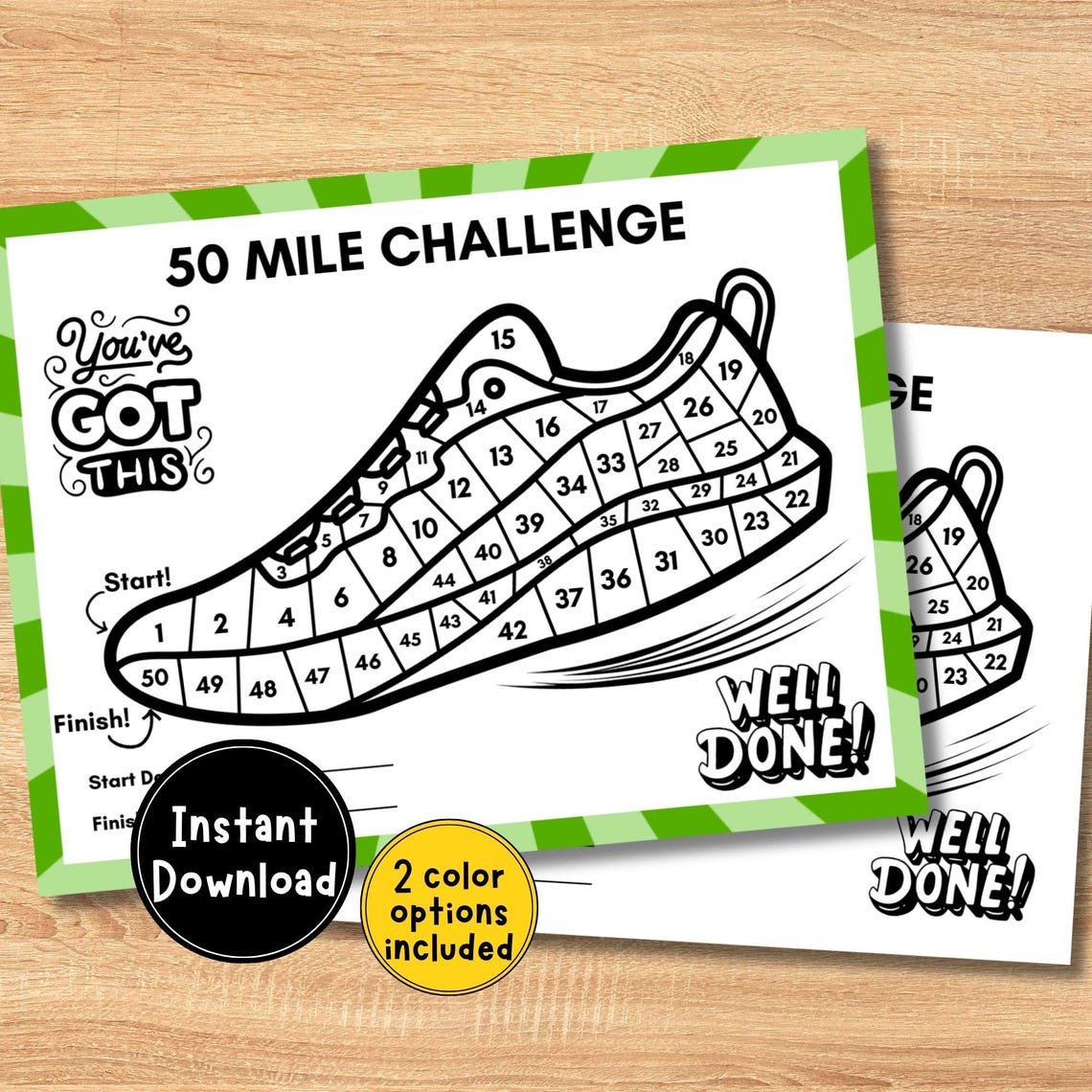 50 Mile Tracker, 50 Mile Challenge, Walking Tracker, Running Tracker ...