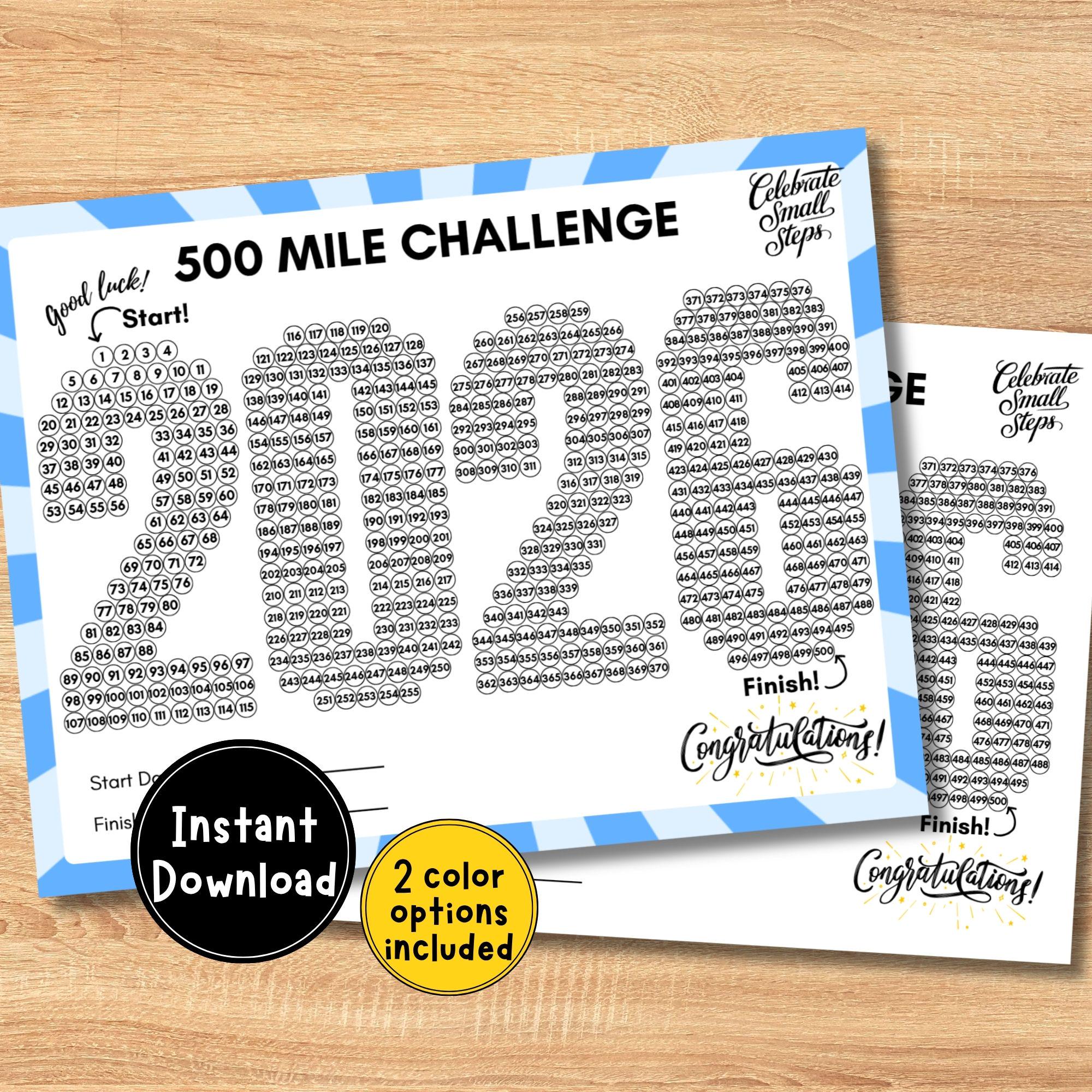 500 Mile Challenge for 2026, 500 Mile Tracker, Walking Tracker, Running ...