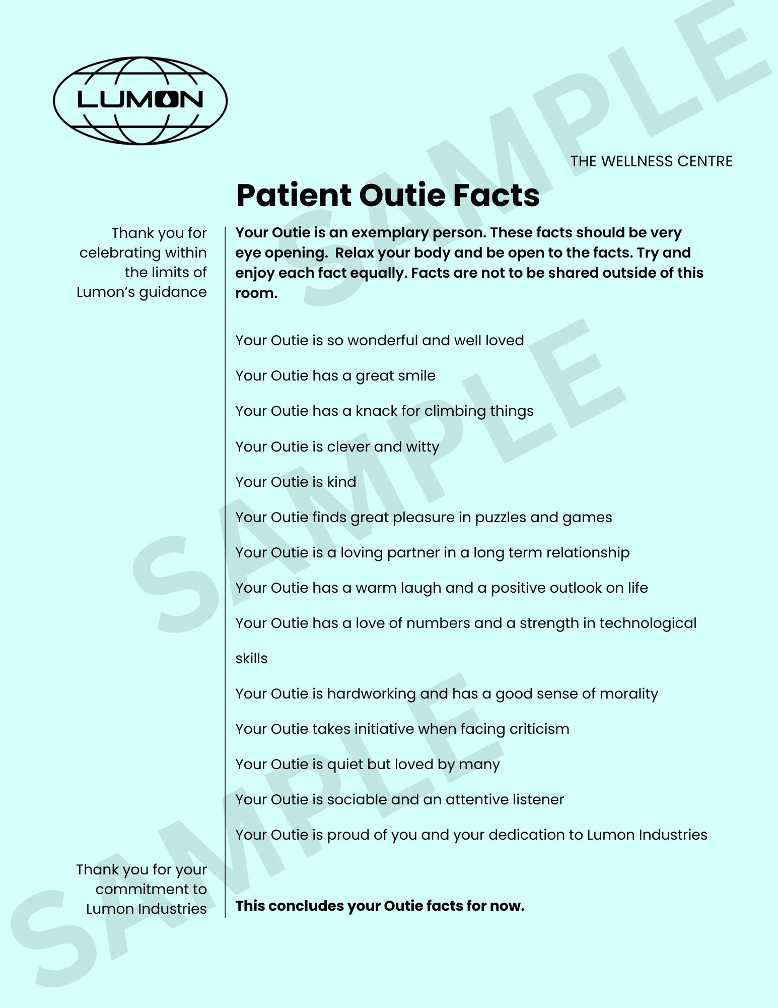 Severance Lumon Patient Outie Facts - Editable Canva Template - Etsy