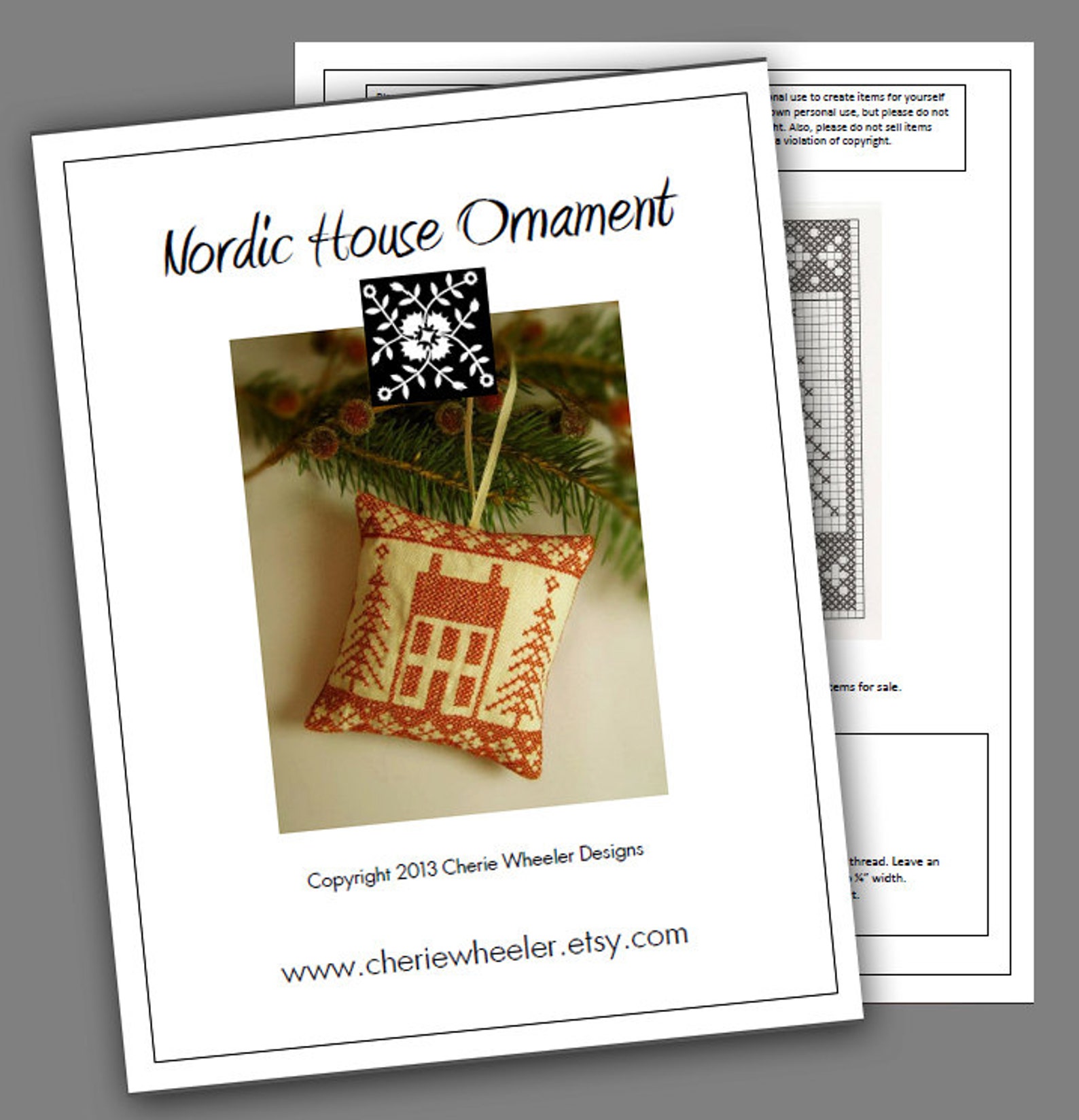 PDF Cross Stitch Pattern for Redwork Nordic House Ornament - Etsy