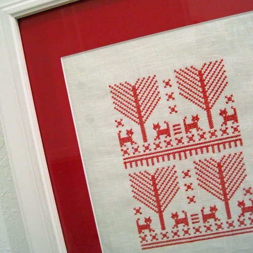 PDF Nordic Fall Sampler PDF Cross Stitch Redwork Pattern - Etsy