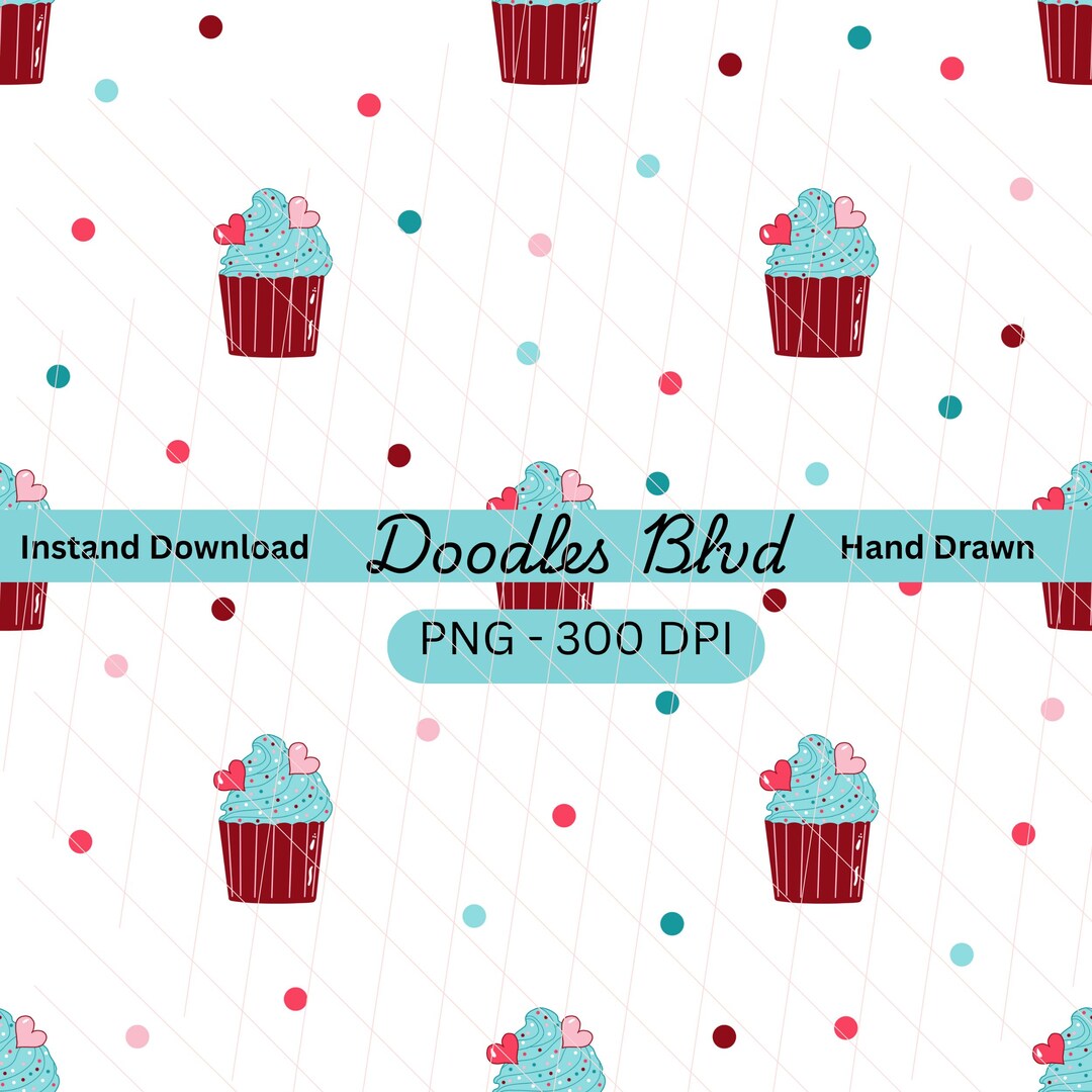 Cupcakes Seamless Pattern • 300 DPI • PNG • Instant Download Repeat ...
