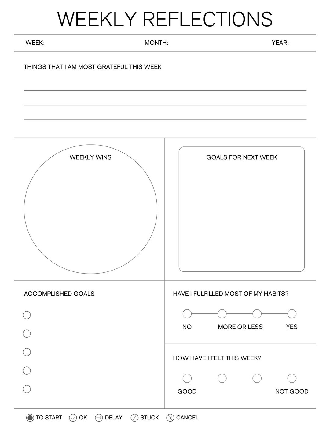 Printable- Weekly Review, Weekly Reflection, Weekly Check-in Journal, Weekly Summary, Self ...