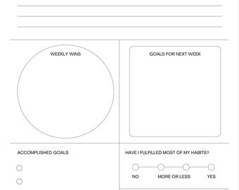 Printable- Weekly Review, Weekly Reflection, Weekly Check-in Journal, Weekly Summary, Self ...