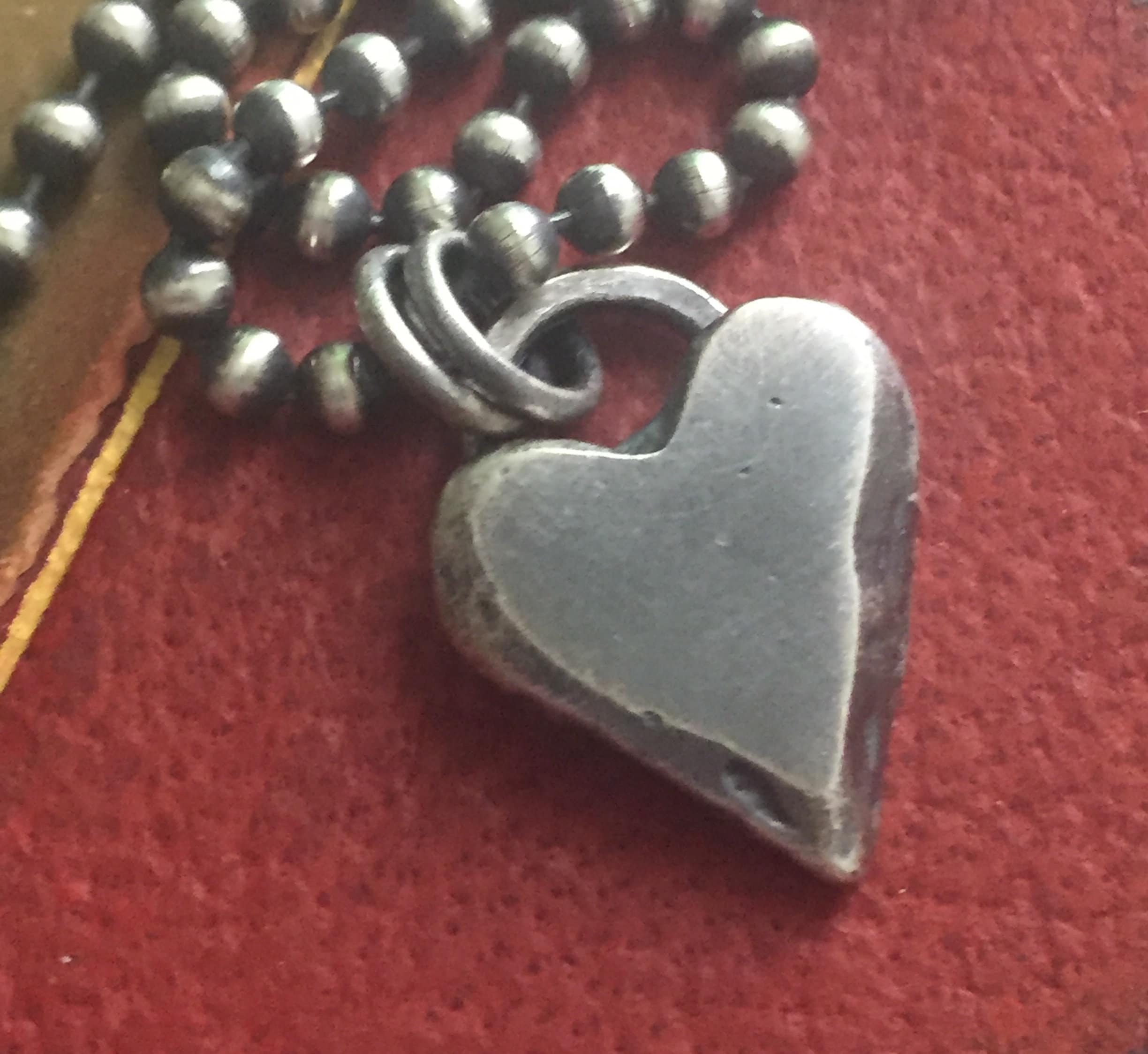 Sterling Silver Heart Necklace Heavy Chain Rustic Heart | Etsy