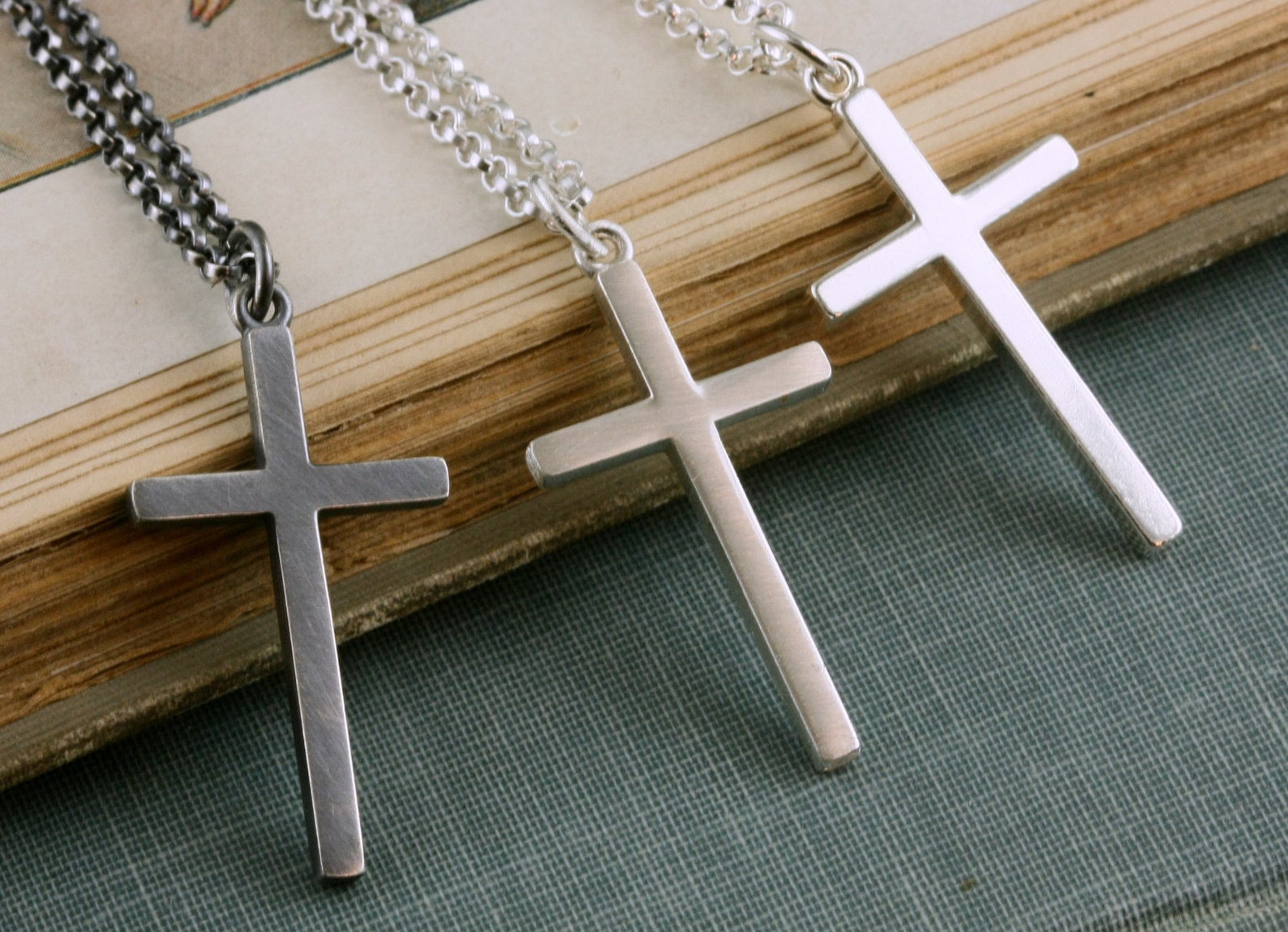 Sterling Silver Cross Necklace Chain Unisex Women Men - Etsy
