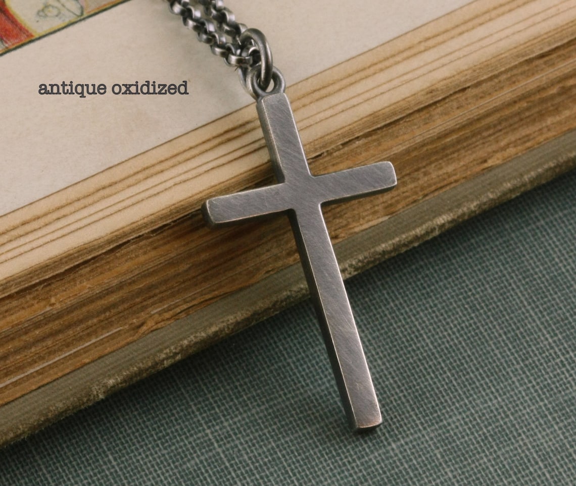 Sterling Silver Cross Necklace Chain Unisex Women Men - Etsy