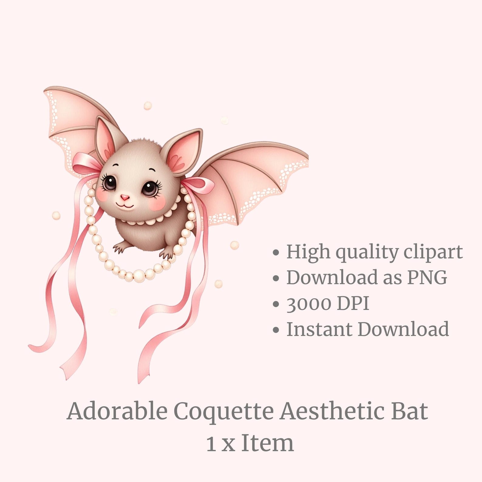 Coquette Halloween Bat PNG Pastel Pink Kawaii Bat With Silky Bow Roses ...