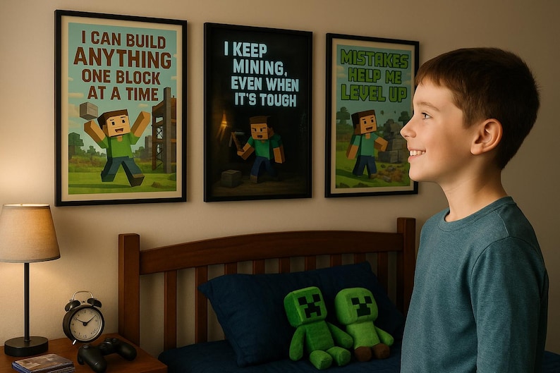 Minecraft-inspired Growth Mindset Poster Set - 3 Motivational Prints ...