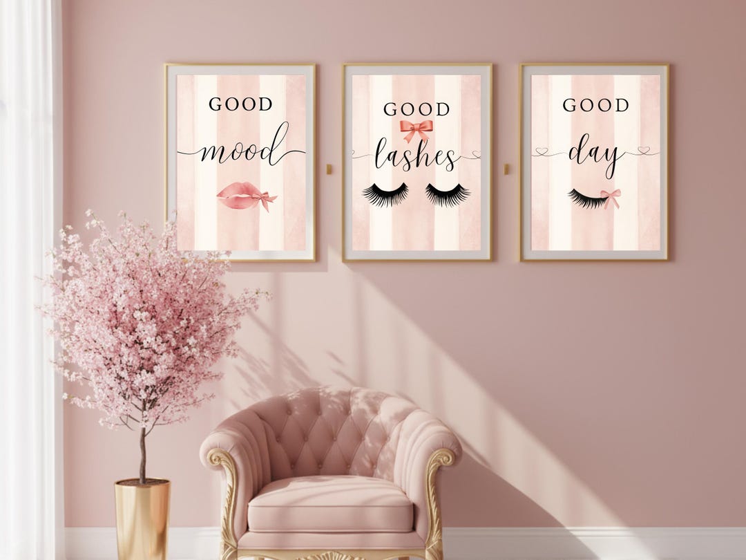 Set of 3 Lash Room Wall Art Prints | Luxury Coquette Salon Decor ...