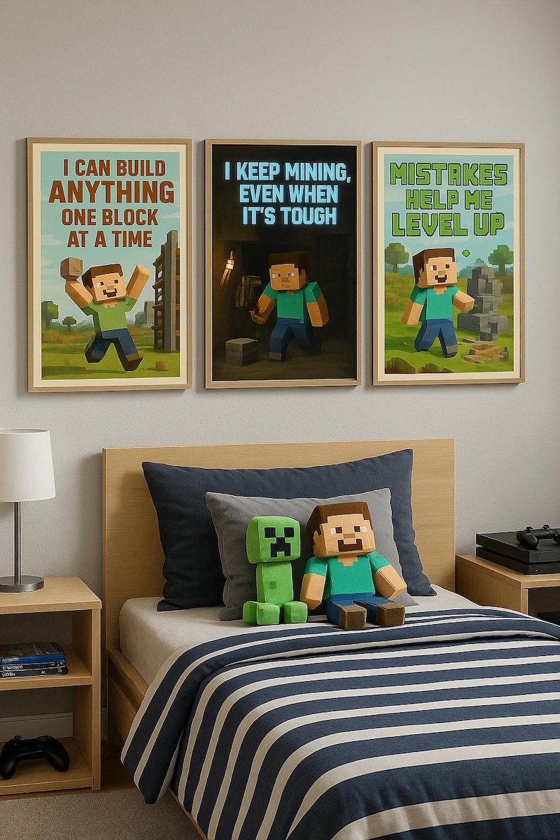 Minecraft-inspired Growth Mindset Poster Set - 3 Motivational Prints ...