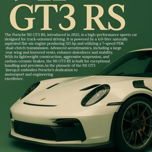 Porsche GT3 RS Semi-glossy Paper Poster - Etsy