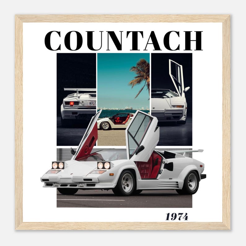 Lamborghini Countach Semi-glossy Paper Wooden Framed Poster - Etsy