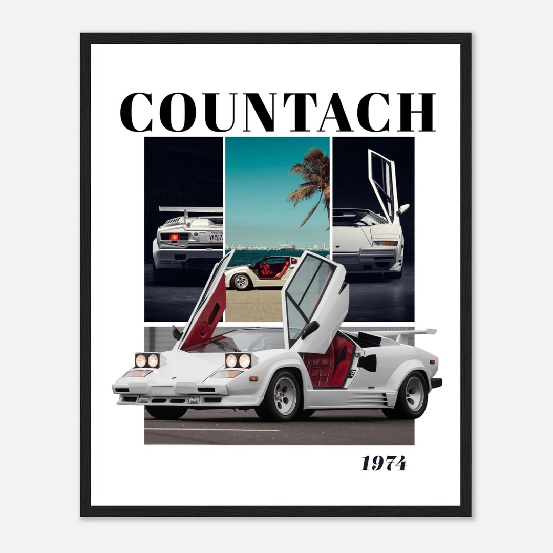 Lamborghini Countach Semi-glossy Paper Wooden Framed Poster - Etsy