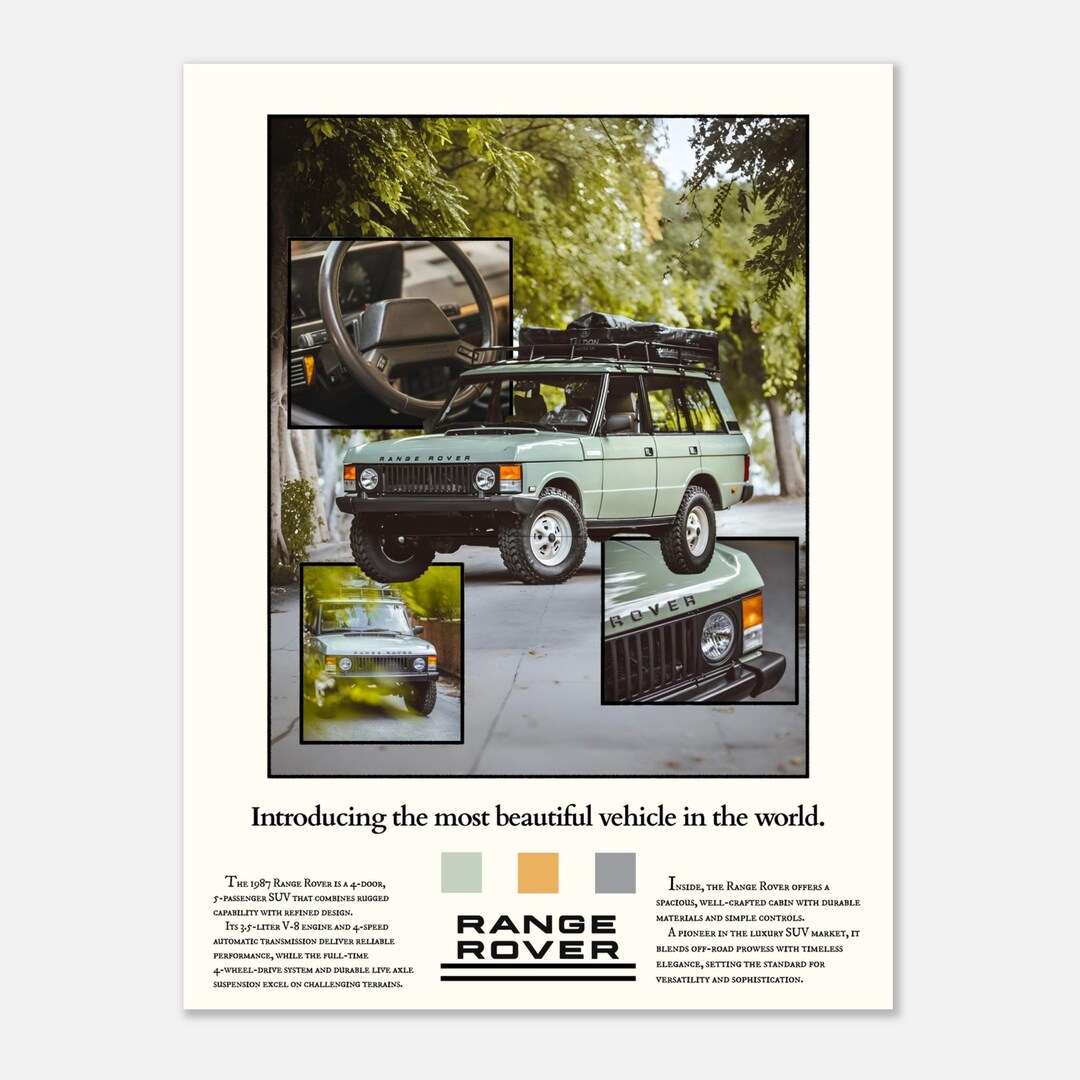 1987 Range Rover Matte Paper Poster - Etsy
