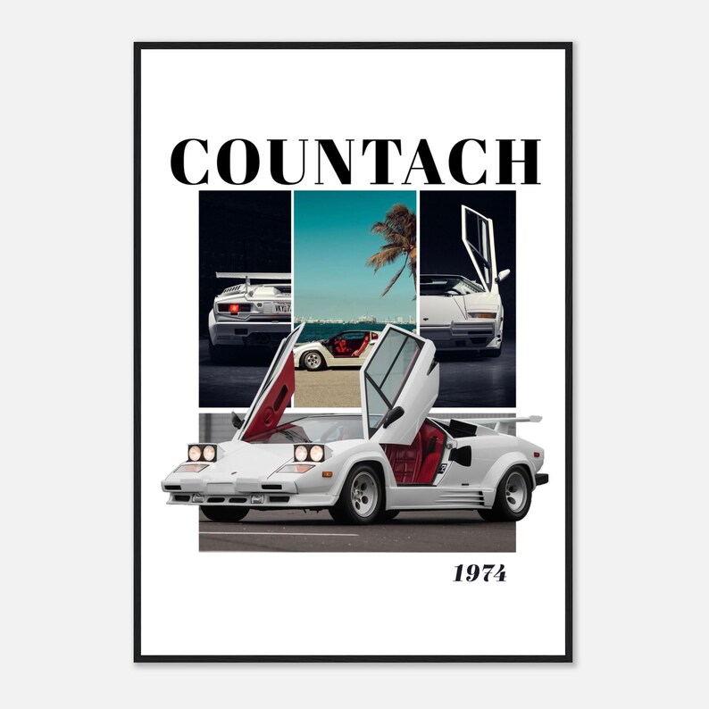 Lamborghini Countach Semi-glossy Paper Wooden Framed Poster - Etsy