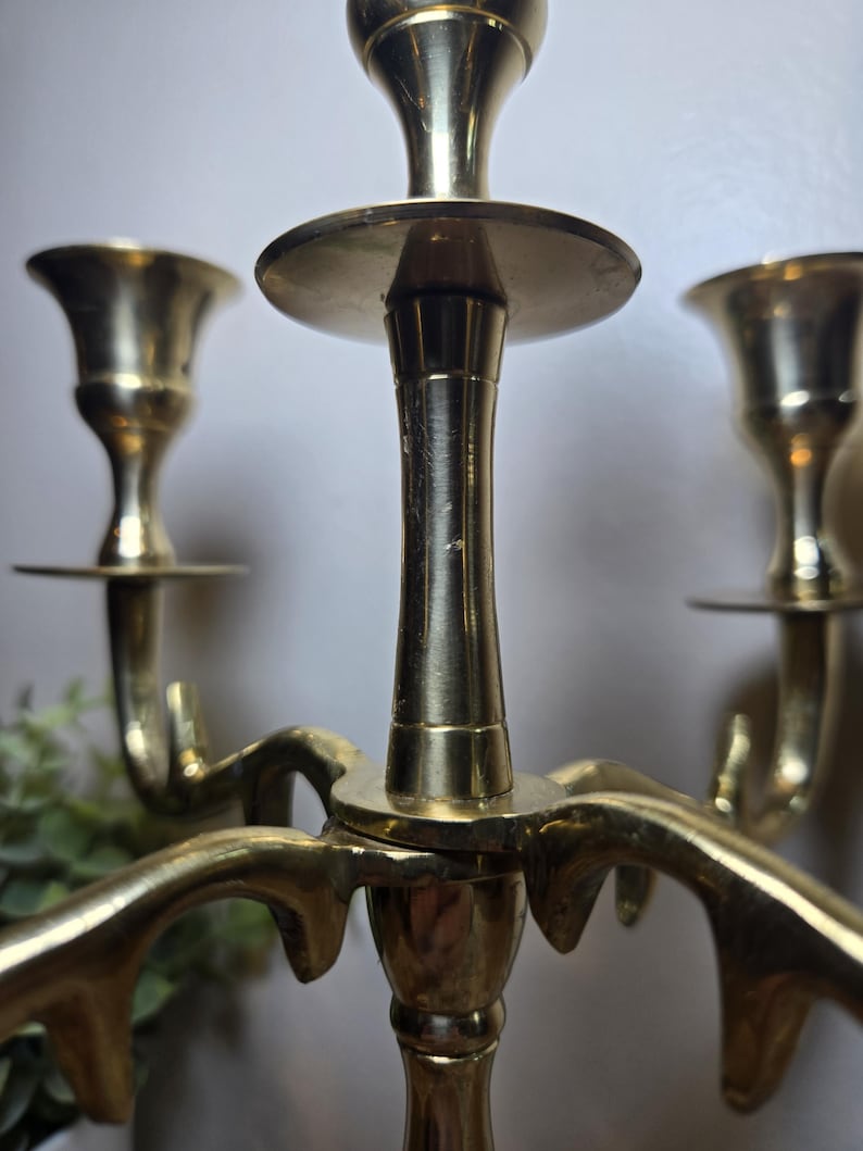 Vintage Brass Five-arm Candelabra - Classic Statement Piece - Etsy