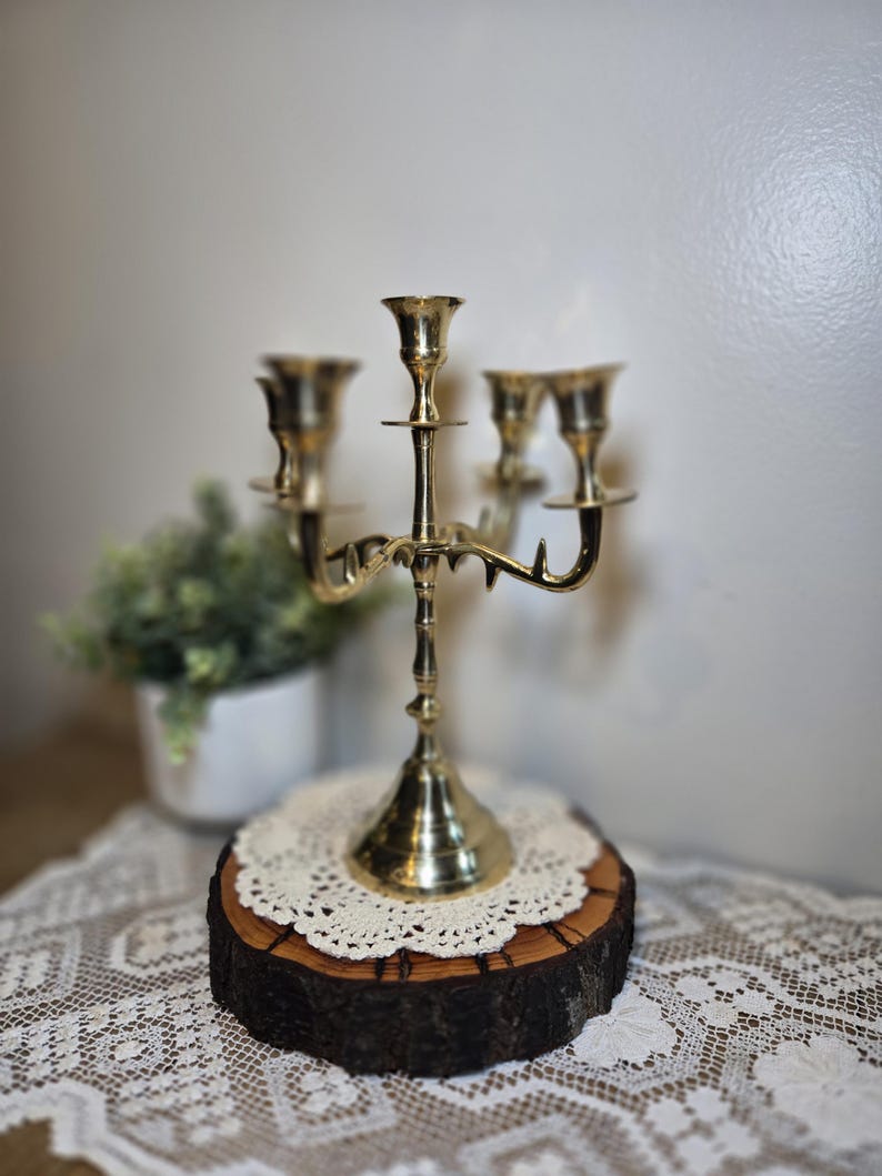 Vintage Brass Five-arm Candelabra - Classic Statement Piece - Etsy