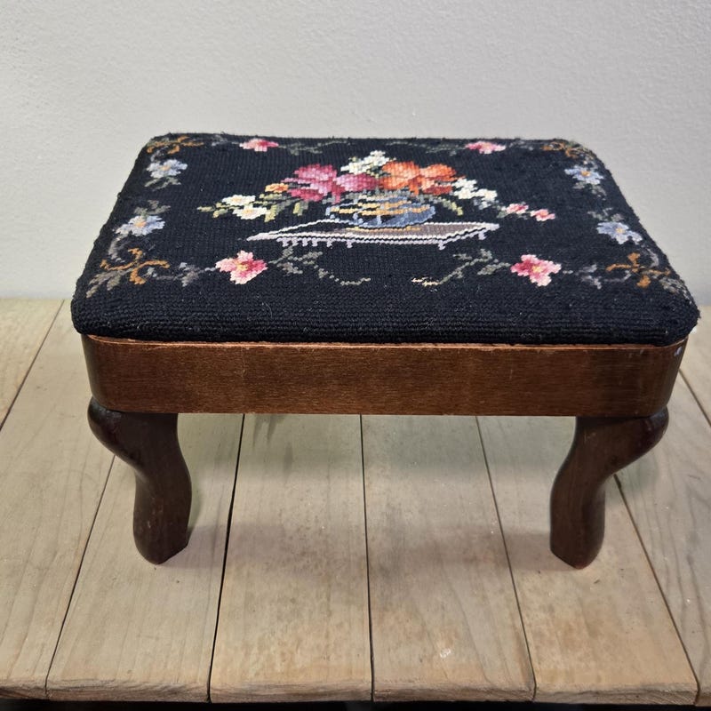 Antique Embroidered Stool - Etsy
