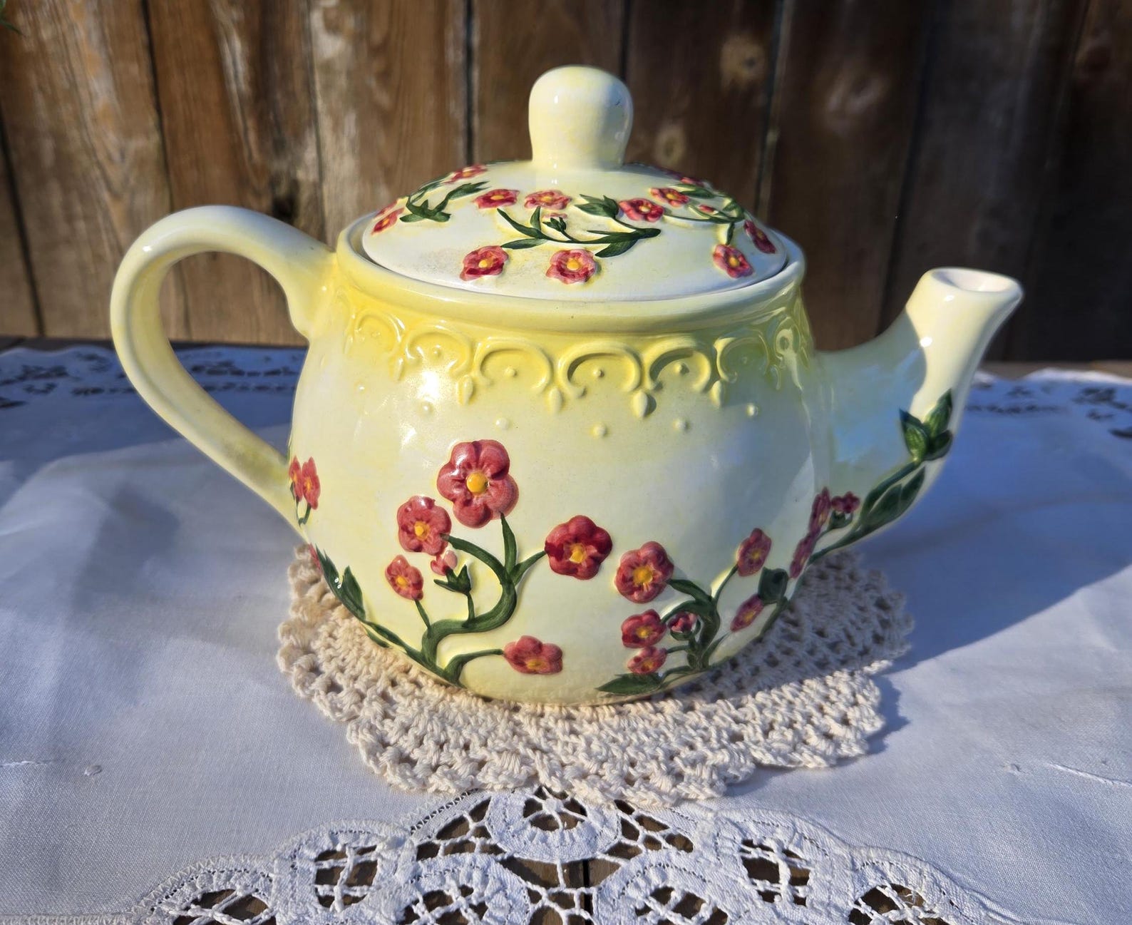 Harry & David Ceramic Floral Teapot - Etsy