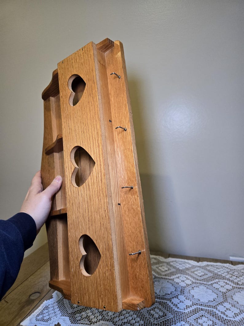 Rare Vintage Wooden Heart Letter & Key Holder – Cottagecore Wall ...