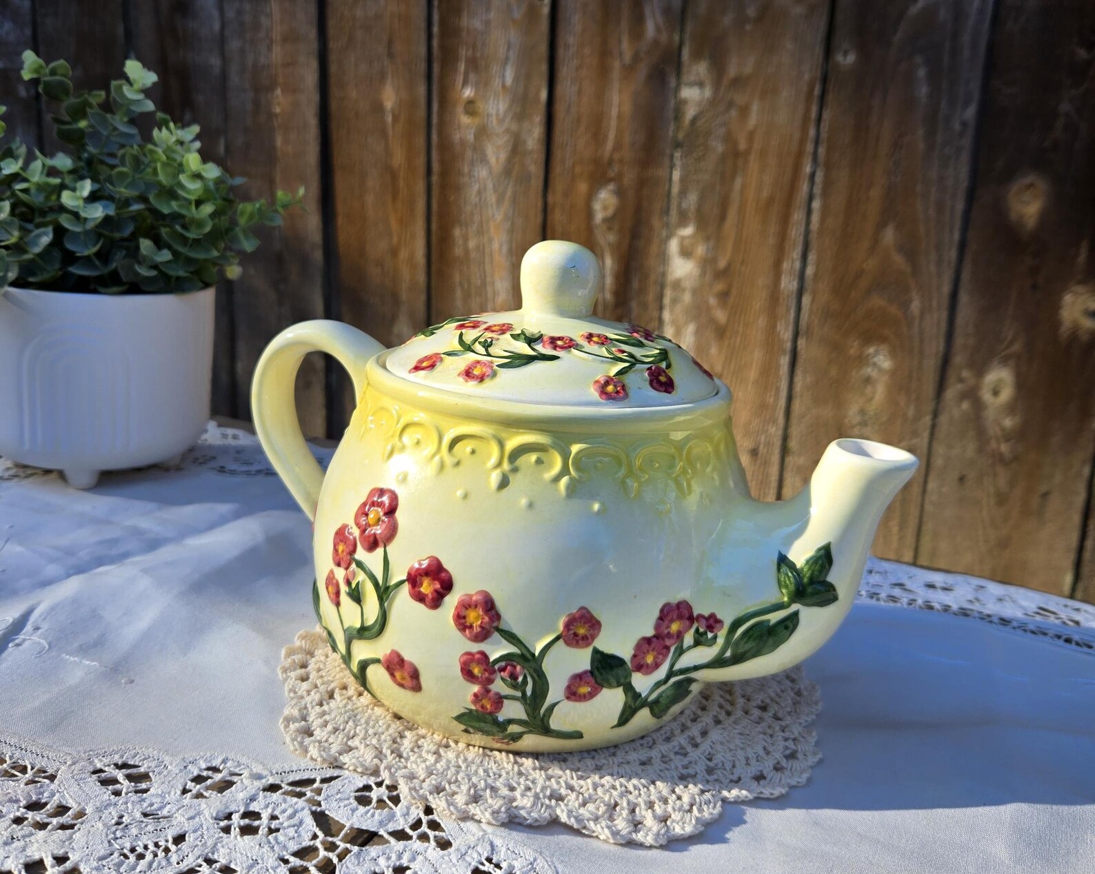 Harry & David Ceramic Floral Teapot - Etsy