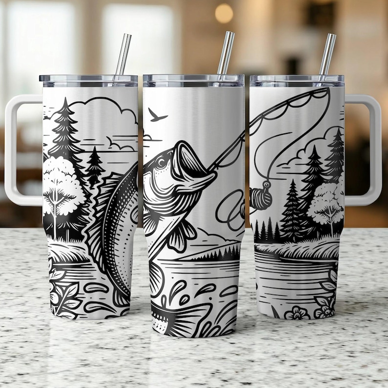 Gone Fishing Tumbler Laser Engrave SVG, Full Wrap Design for 40oz ...