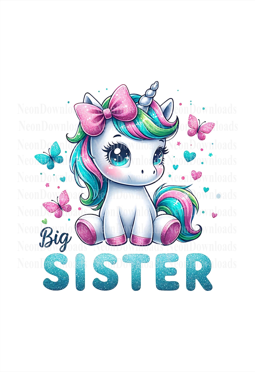 Big Sister Unicorn Sublimation Design, Cute Sibling Announcement ...