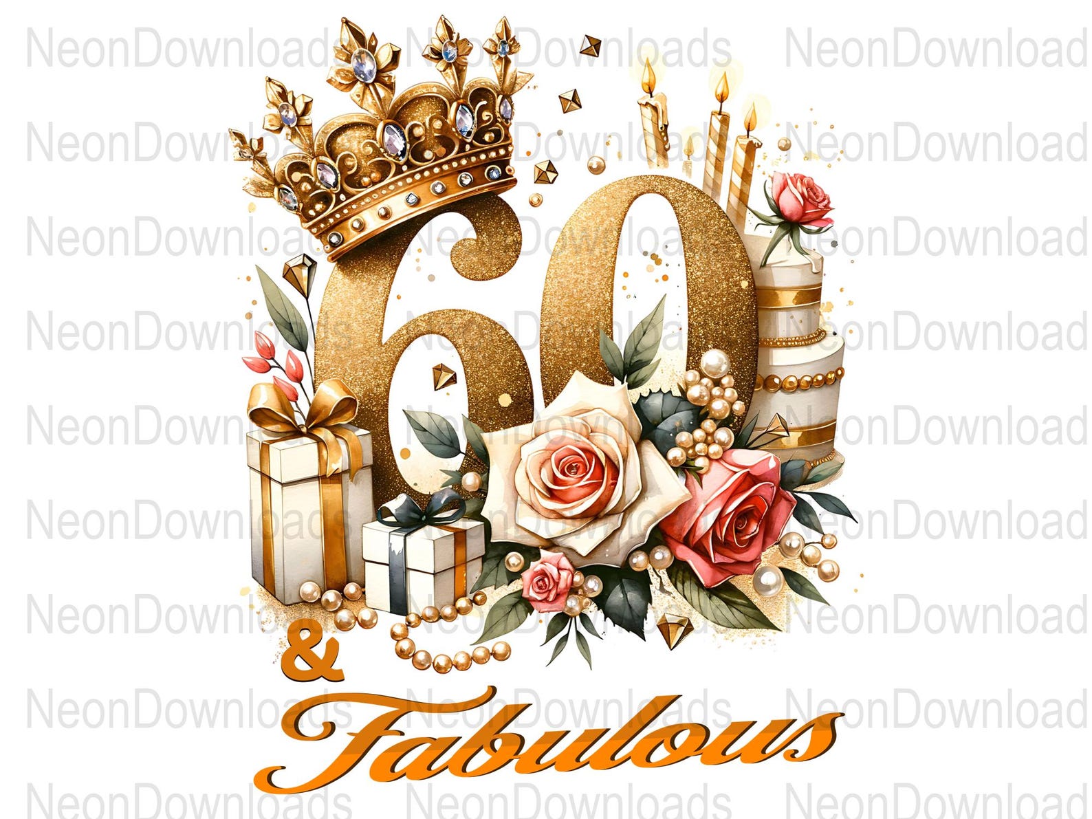 60th Birthday PNG, Sixty and Fabulous Sublimation Design, Digital Png ...