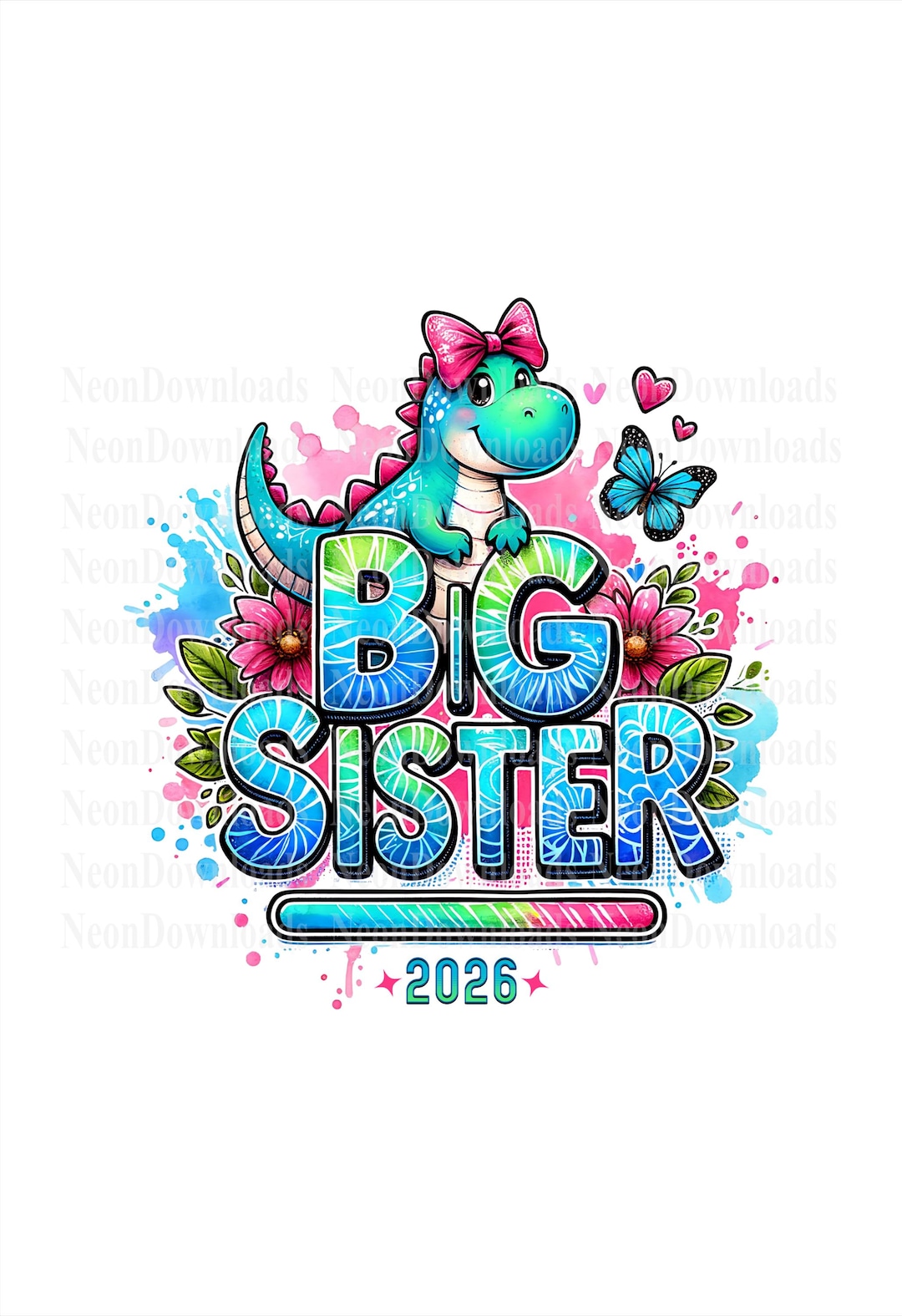 Big Sister Dinosaur Sublimation Design, Cute Sibling Announcement ...