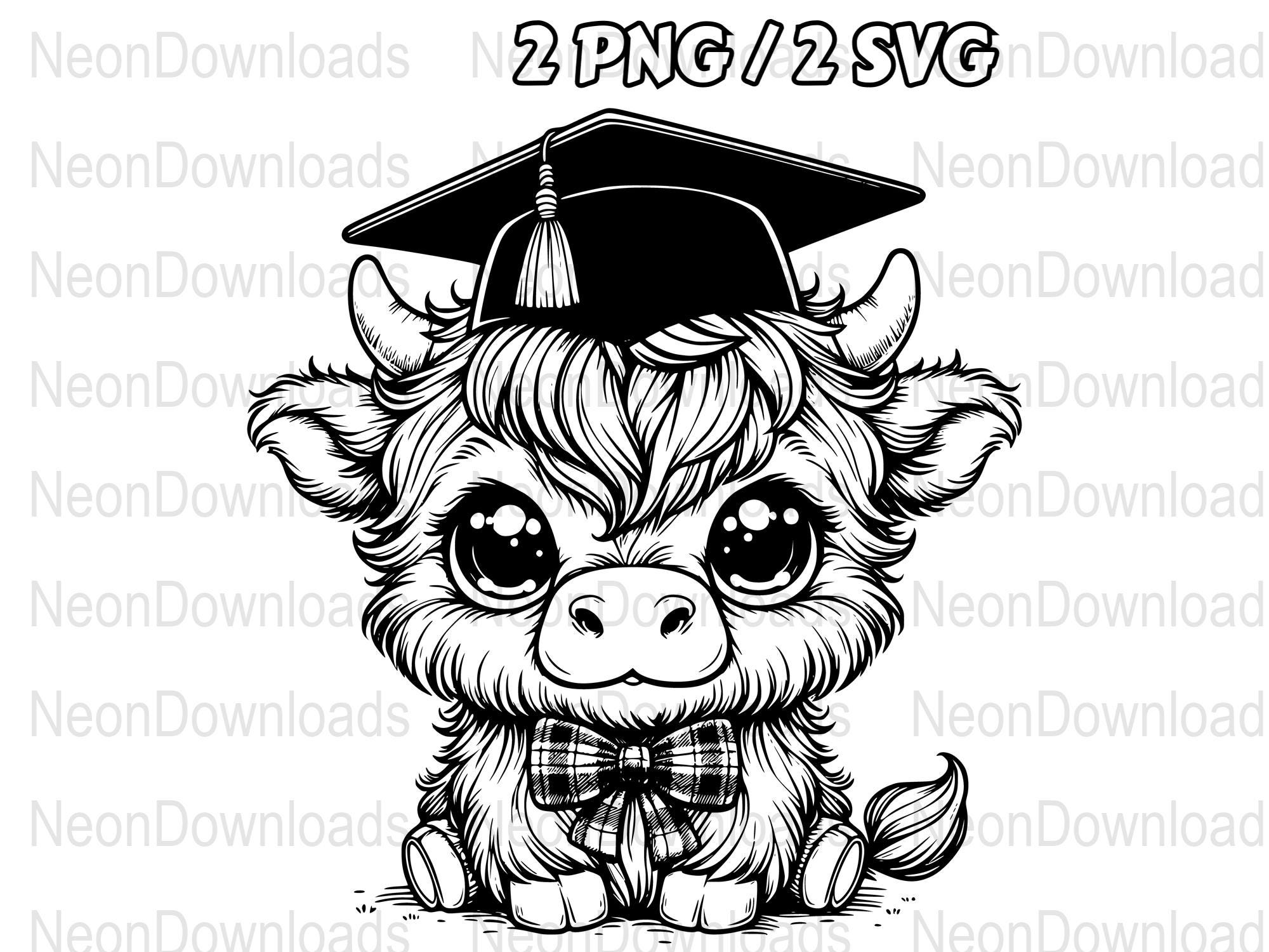 Highland Cow Graduate SVG Design, Graduation PNG, Highland Cow SVG - Etsy
