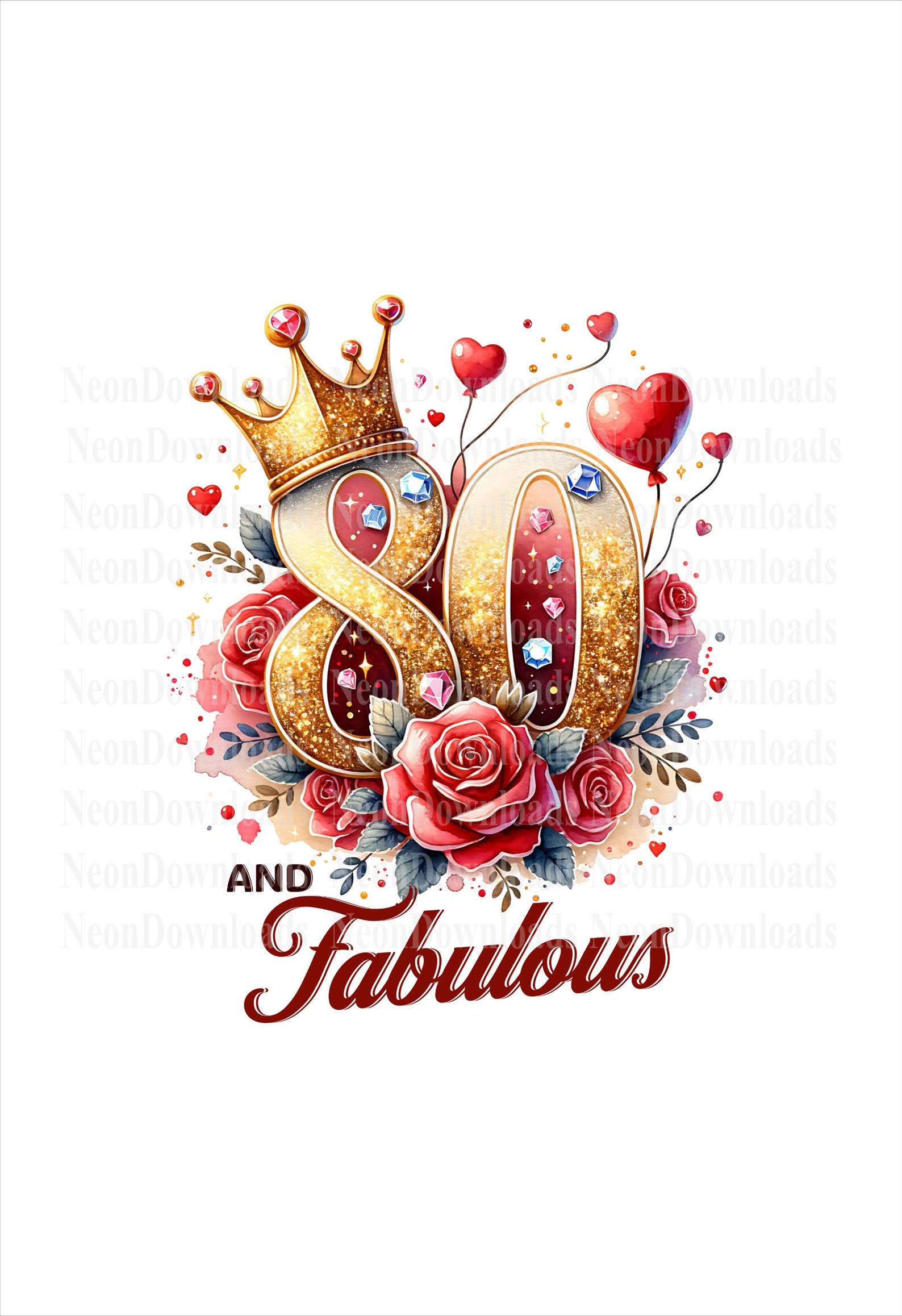 80th Birthday PNG, Eighty and Fabulous PNG, 80th Birthday Tshirt Design ...