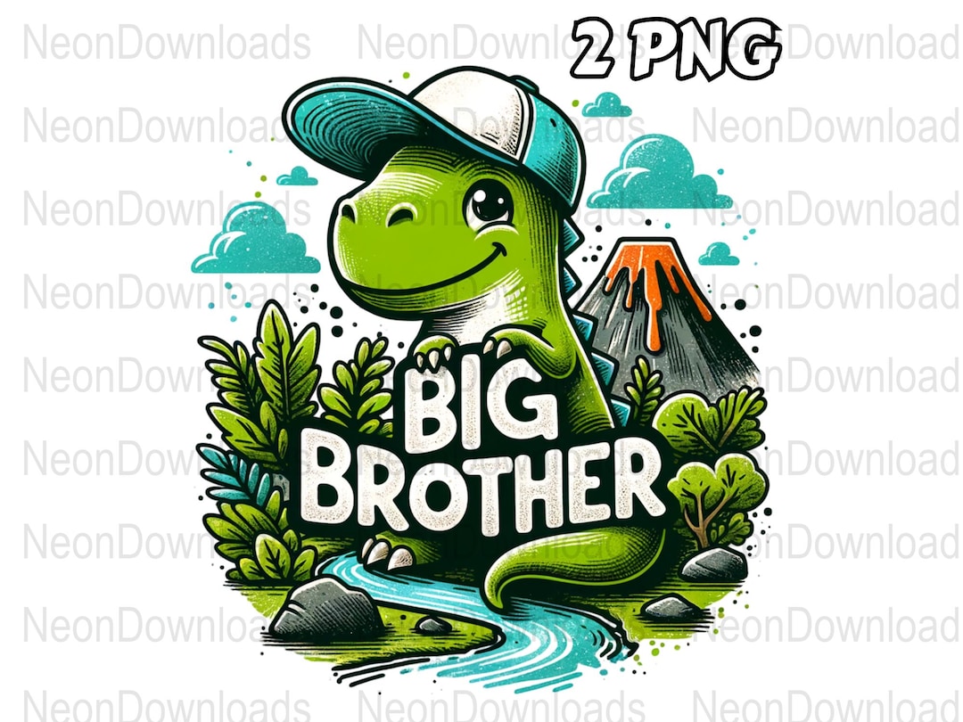 Cute Big Bro Dinosaur Sublimation Design, Digital Download Big Bro Dino ...