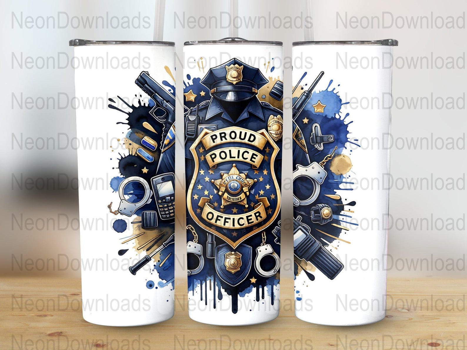 Police Officer 20oz Skinny Tumbler Png Sublimation Design Download ...