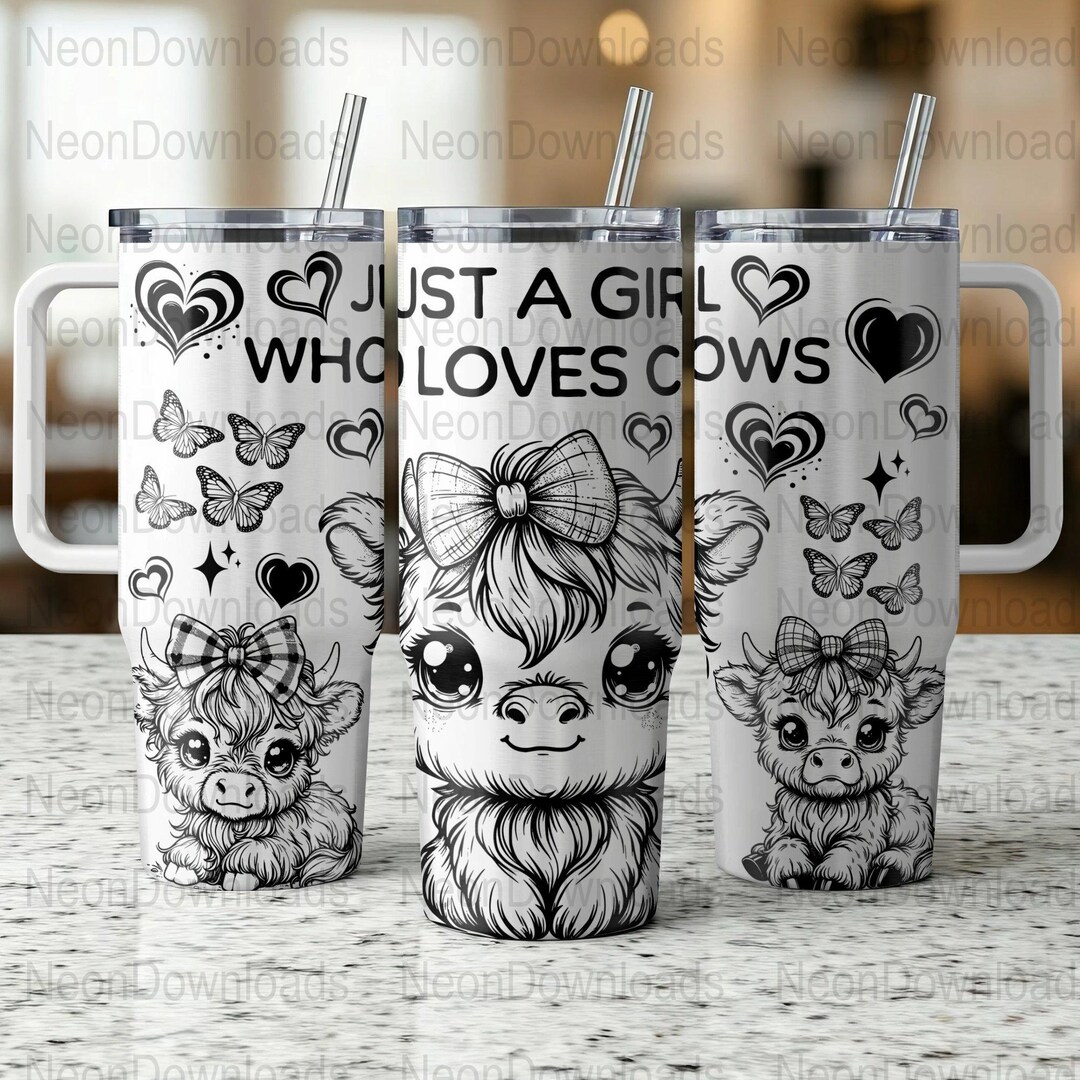 Just a Girl Who Loves Cows 40oz Tumbler Laser Engraving Wrap, Highland ...