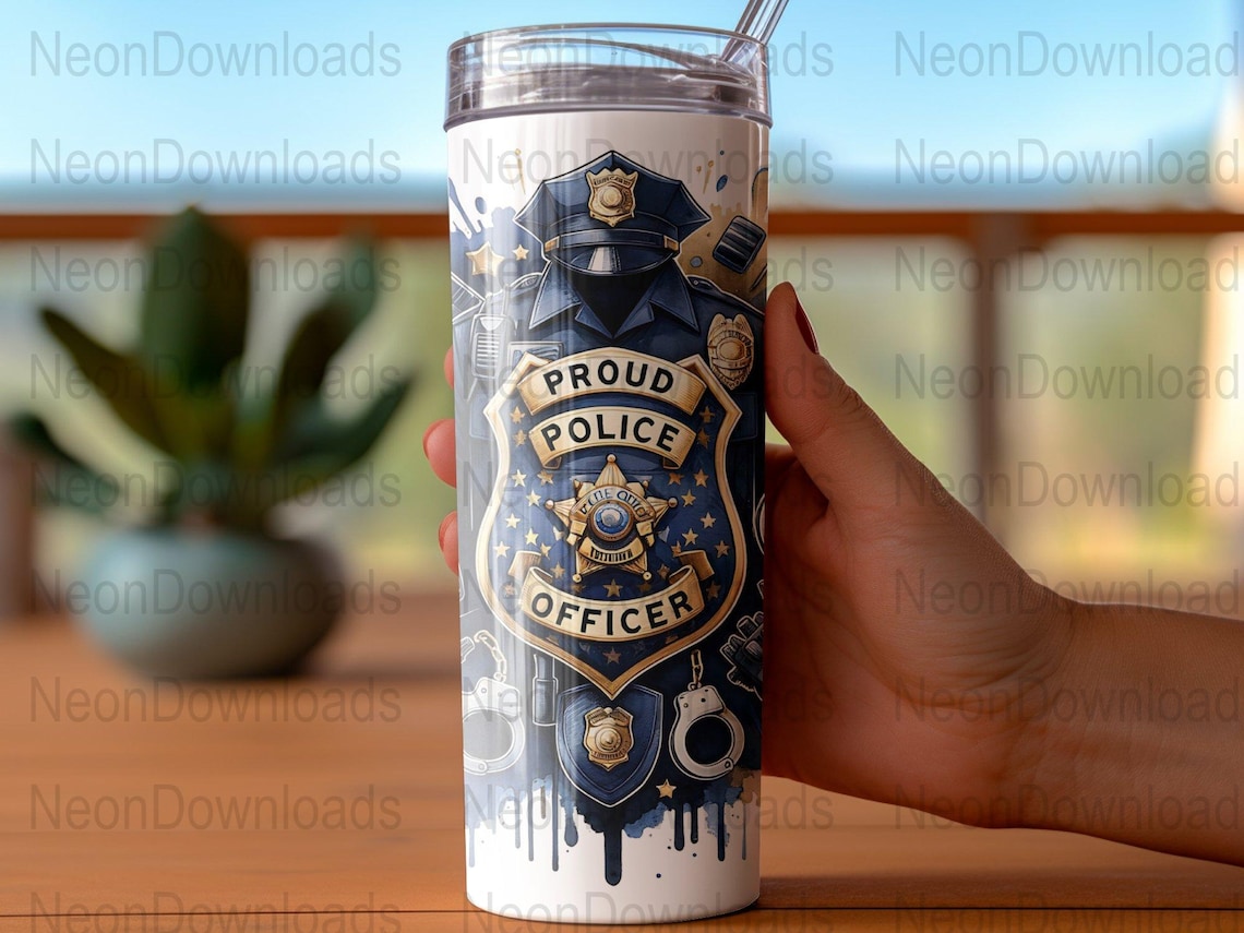 Police Officer 20oz Skinny Tumbler Png Sublimation Design Download ...