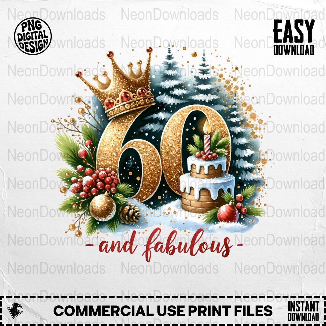 60th Birthday PNG, Sixty and Fabulous PNG, 60th Birthday Tshirt Design ...