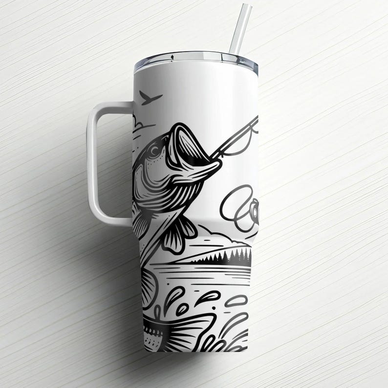 Gone Fishing Tumbler Laser Engrave SVG, Full Wrap Design for 40oz ...
