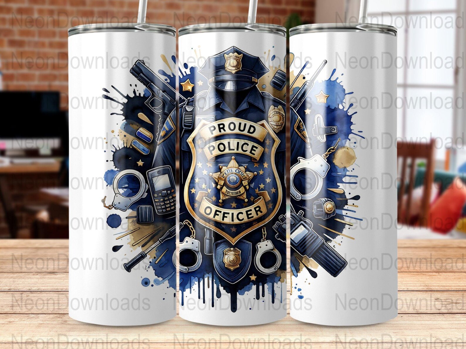 Police Officer 20oz Skinny Tumbler Png Sublimation Design Download ...
