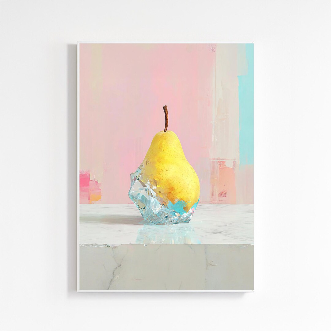 Modern Pastel Pear Wall Art Print – Abstract Fruit Still Life With ...