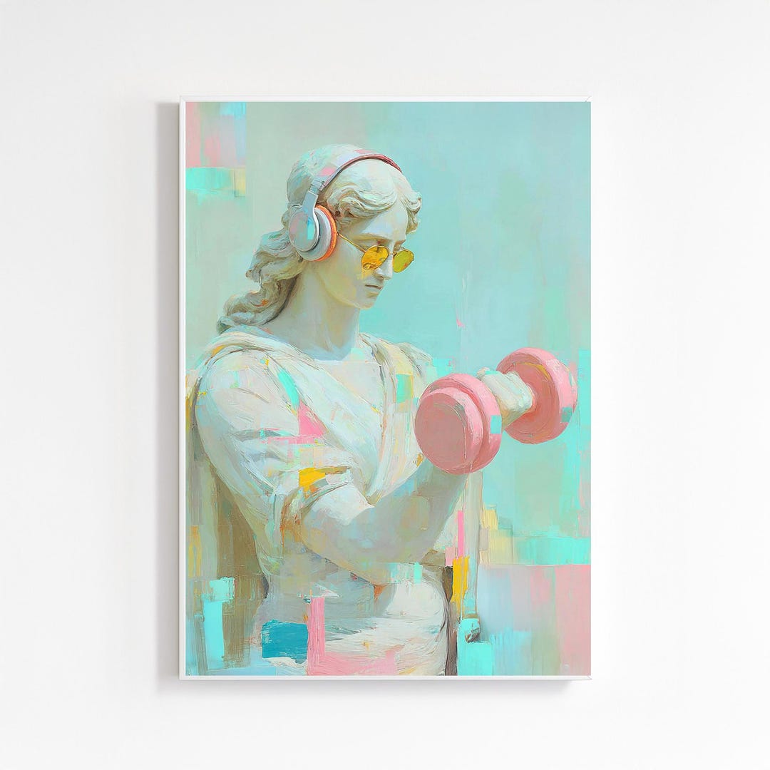 Classical Statue Woman Lifting Dumbbell Wall Art- Fitness Sculpture Art ...