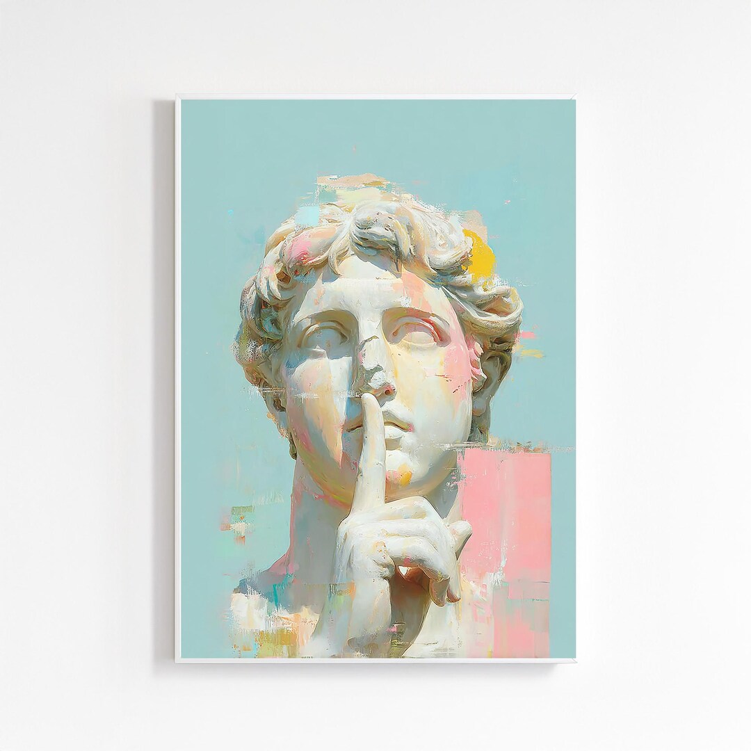 Minimalist Greek Statue Wall Art-abstract Pastel Print, David Sculpture ...