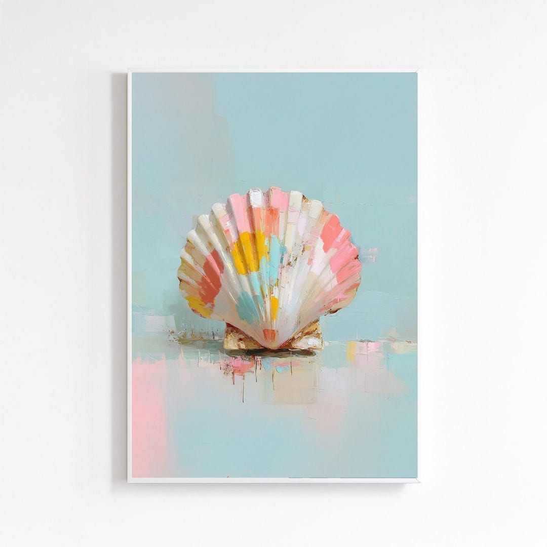 Pastel Seashell Wall Art – Coastal Beach Shell Print, Soft Abstract ...