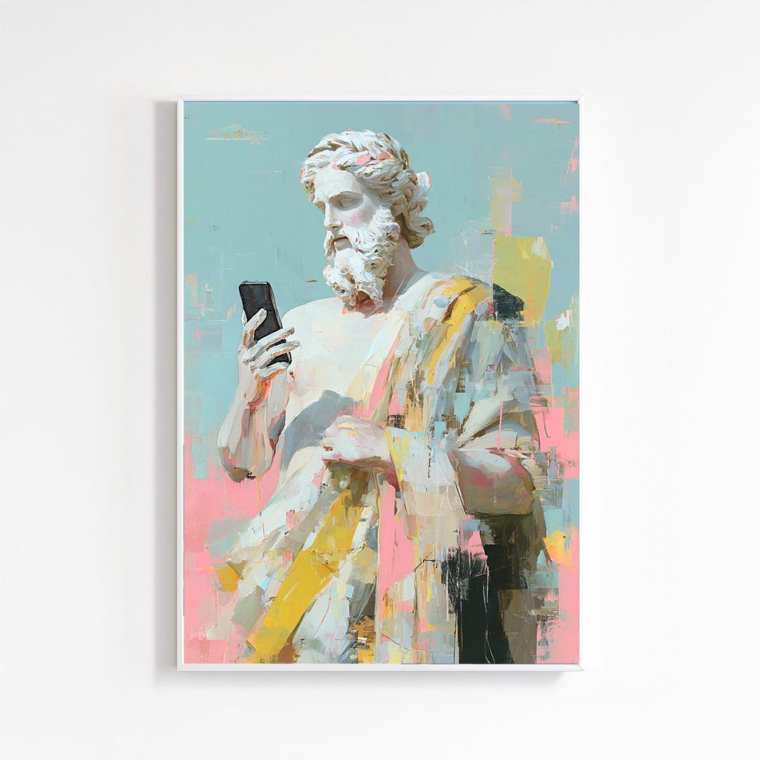 Greek God Statue Wall Art Digital Print–modern Zeus Abstract Painting ...