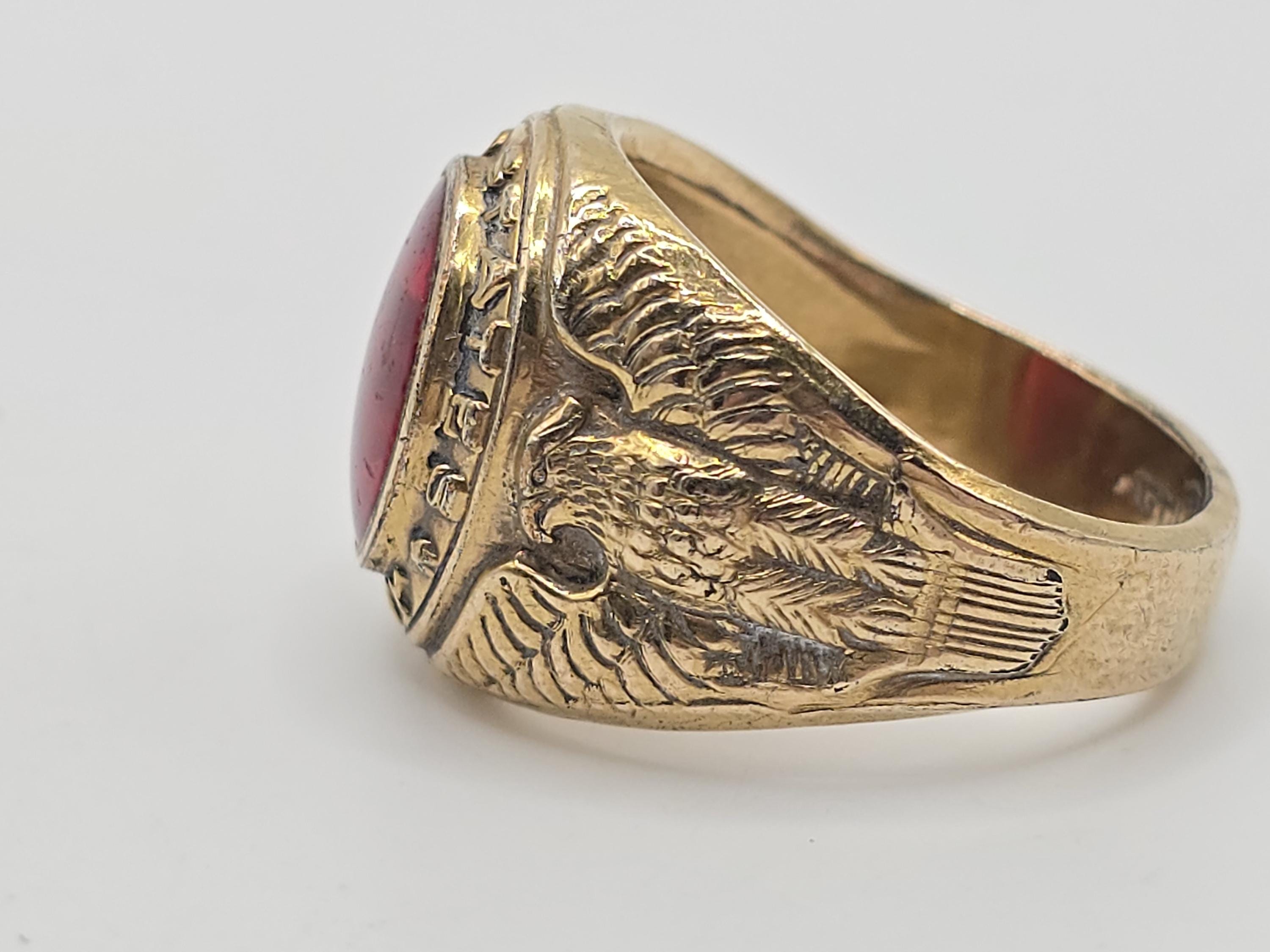 Vintage 10K Gold-filled U.S. Army Men’s Ring – Red Stone – Size 10 – 8 ...