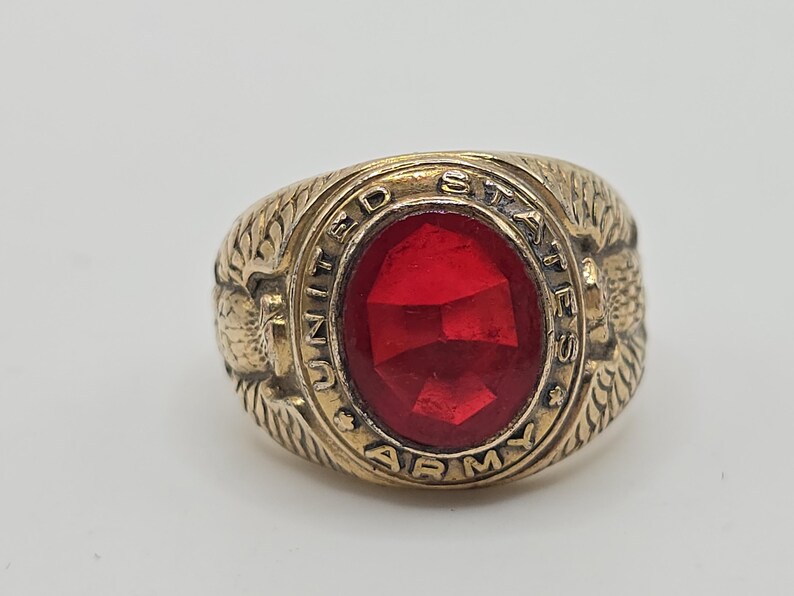 Vintage 10K Gold-filled U.S. Army Men’s Ring – Red Stone – Size 10 – 8 ...